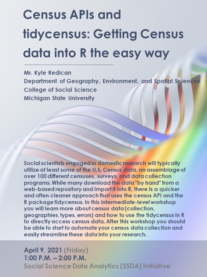 Census APIs and tidycensus | Social Science Data Analytics Initiative ...